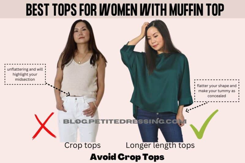 What style tops look good on women with a muffin top