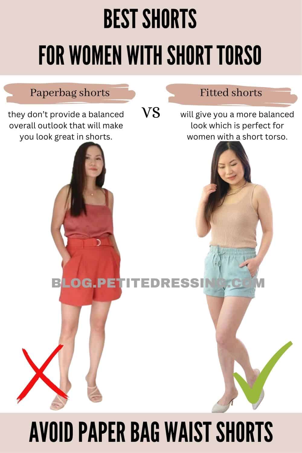 Shorts guide for women with a short torso