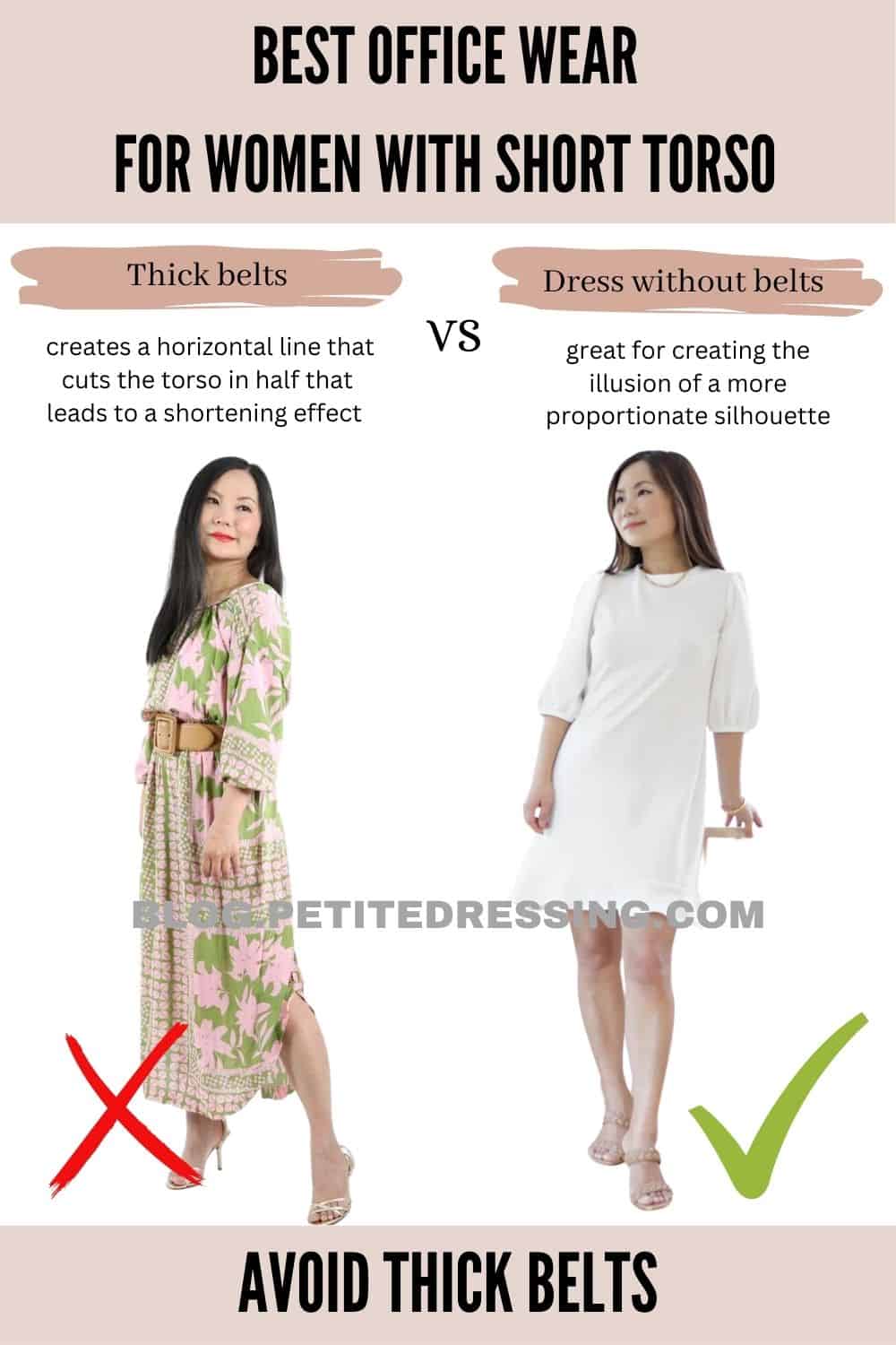 Officewear guide for women with a short torso