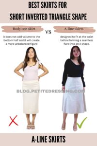 Skirts guide for petite inverted triangle shape