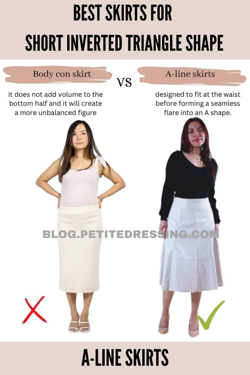 Skirts guide for petite inverted triangle shape