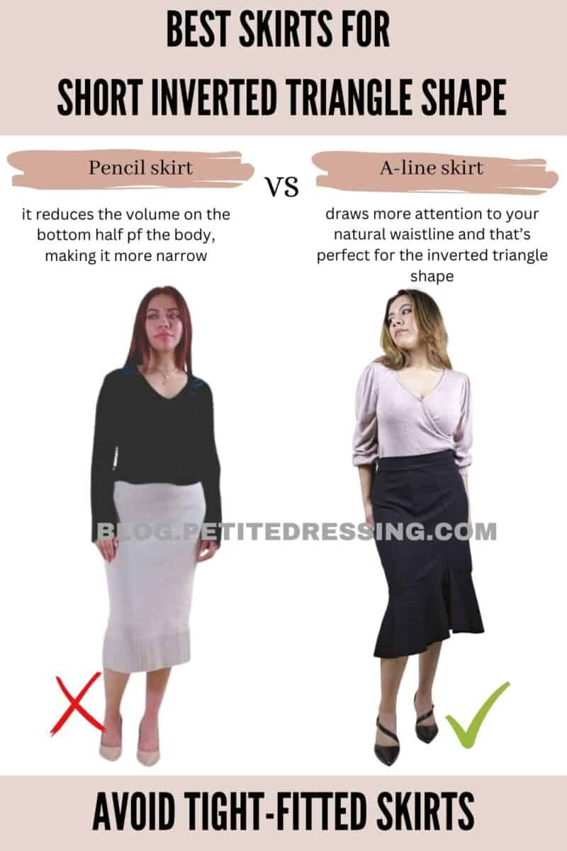 Skirts guide for petite inverted triangle shape