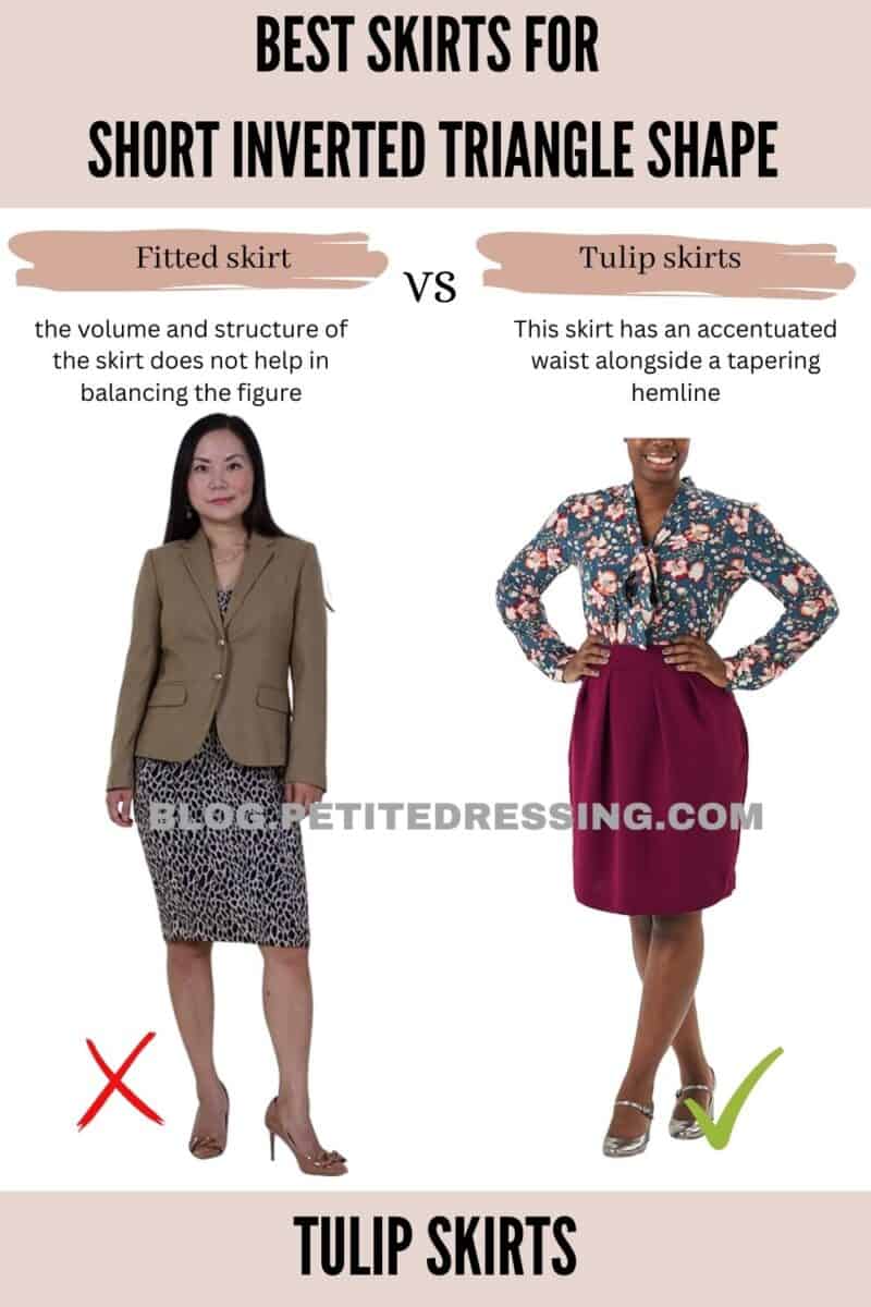 Skirts guide for petite inverted triangle shape