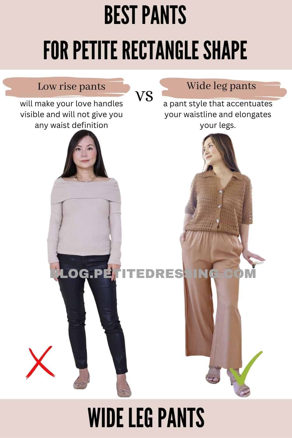 The Pants Guide for Petite Rectangle Shape